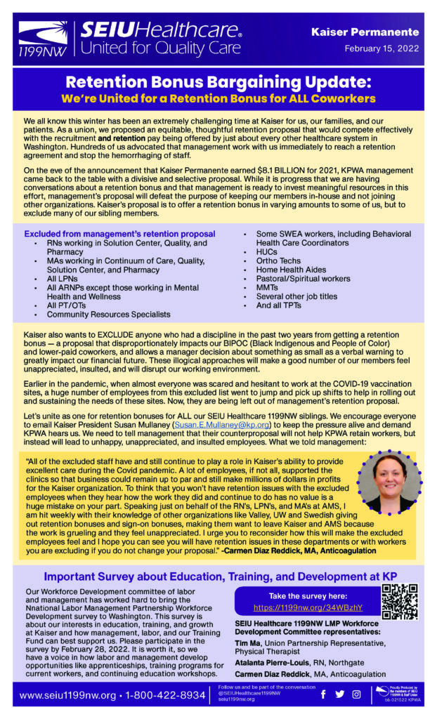 Retention Bonus Bargaining Update: We’re United for a Retention Bonus ...