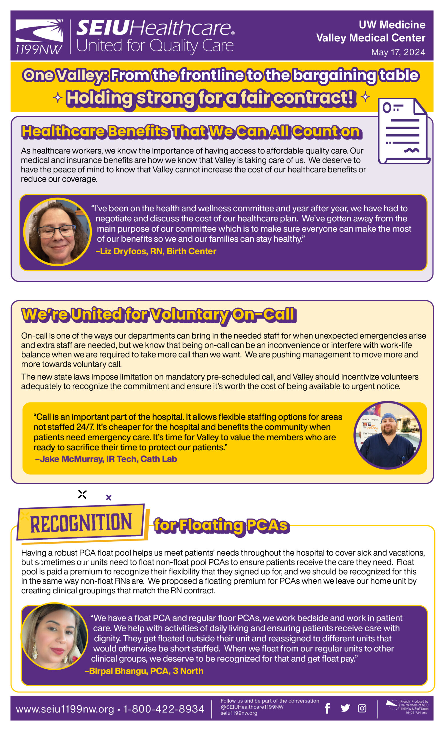 Holding strong for a fair contract! - SEIU Healthcare 1199NW