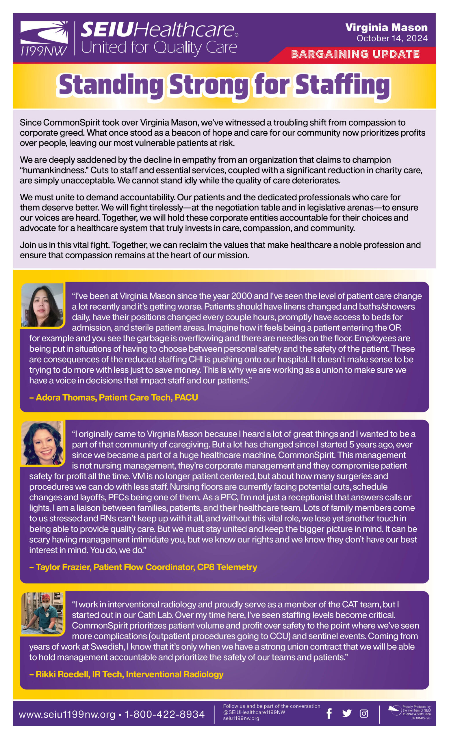 Standing Strong for Staffing - SEIU Healthcare 1199NW