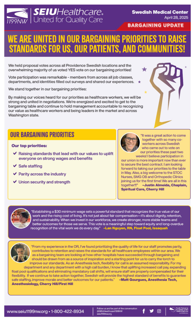 We are united in our bargaining priorities to raise standards for us ...